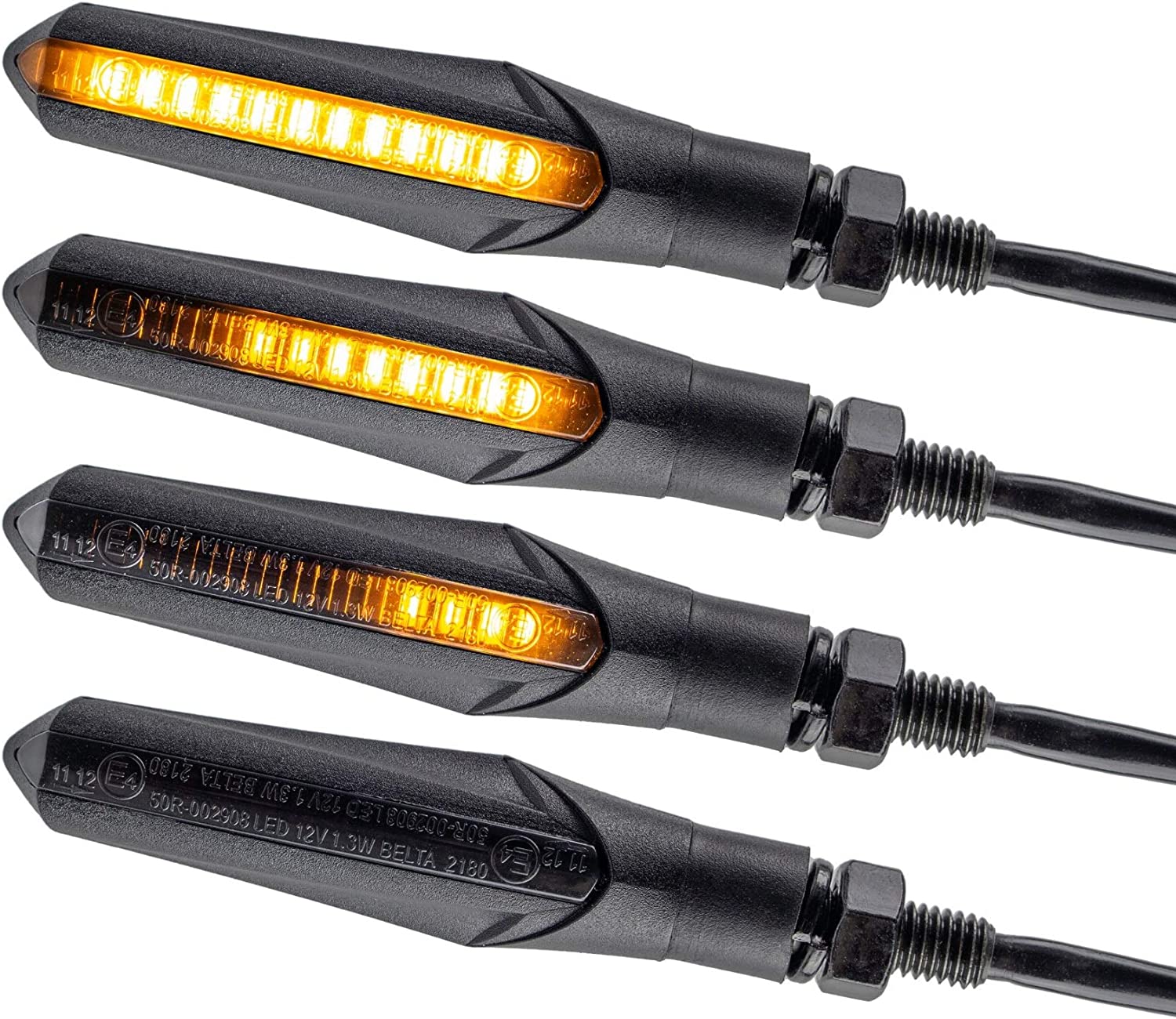 Pack of 4 E-Mark motorcycle LED indicators with running light running ...