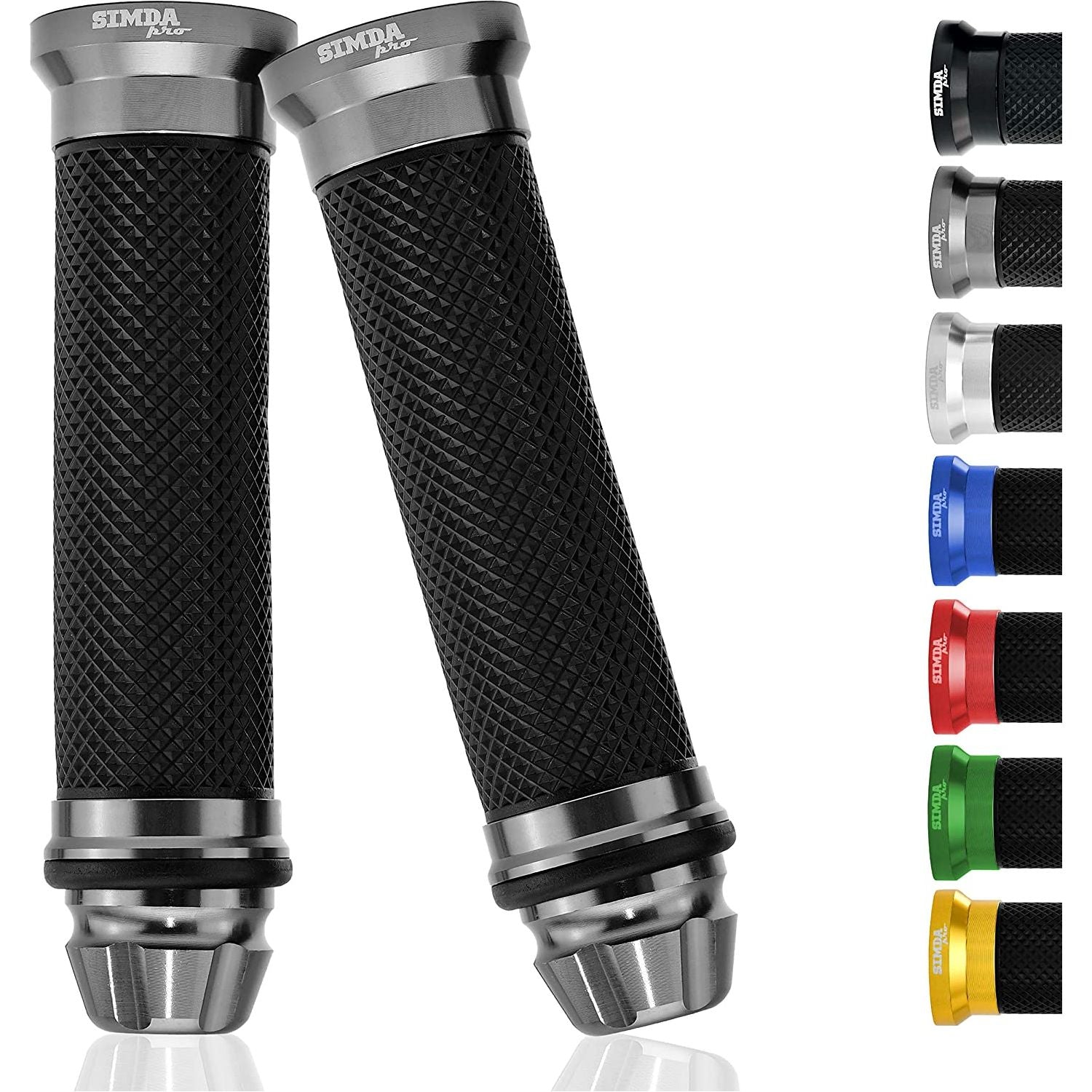 Motorrad Roller Lenkergriffe Griff Aluminium Griffgummis 22/24mm Grau ...